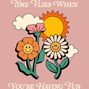 Time Flies Poster | Digital Download, Printable Wall Art, Retro Wall ...