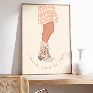 Glitter Cowgirl Boots Retro Cowboy Printable Wall Art Cow - Etsy