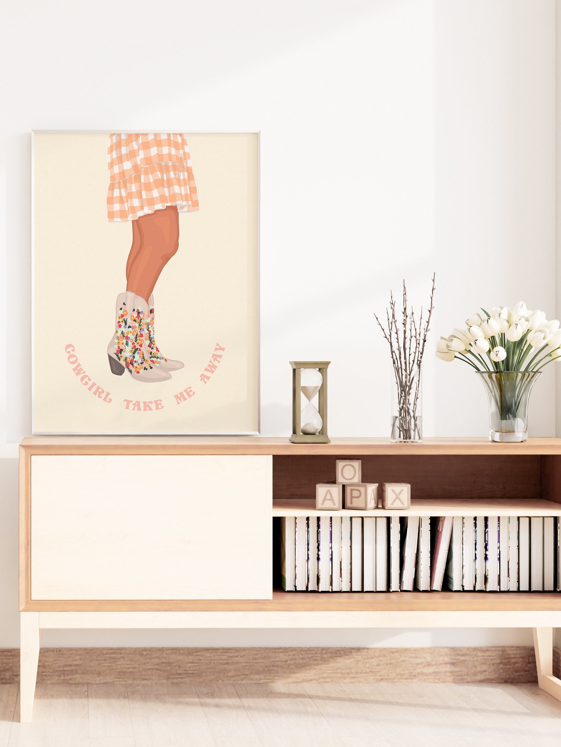 Glitter Cowgirl Boots Retro Cowboy Printable Wall Art Cow - Etsy