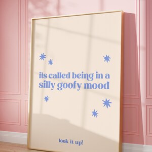 Silly Goofy Mood Poster | Digital Download Wall Poster, Retro Type ...