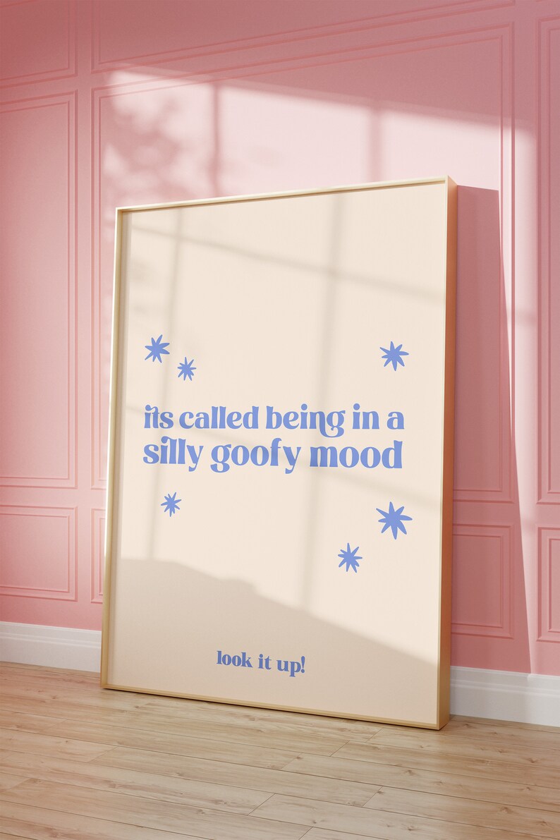 Silly Goofy Mood Poster | Digital Download Wall Poster, Retro Type ...