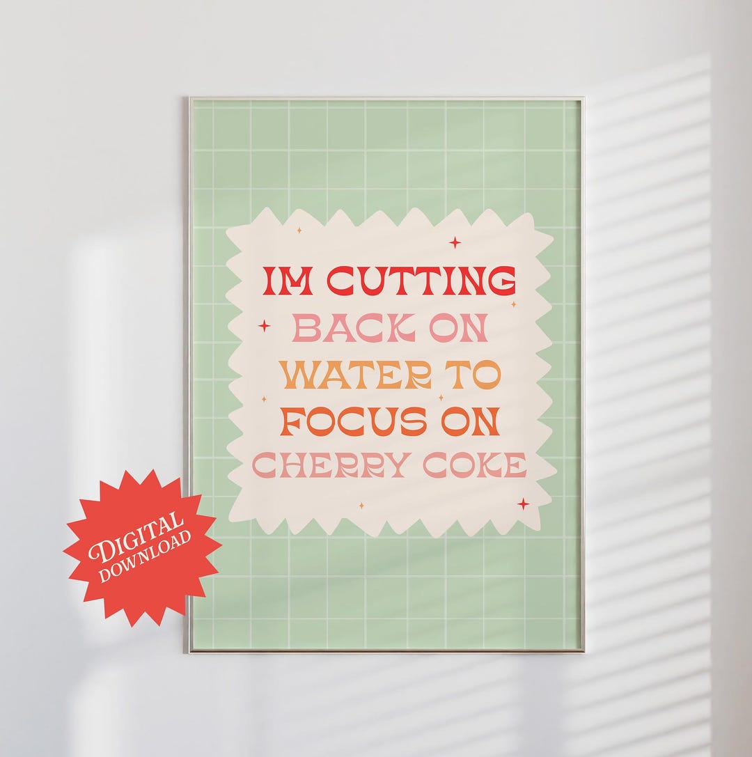 Cherry Coke Poster | Digital Download, Preppy Girl Dorm Poster, Green ...