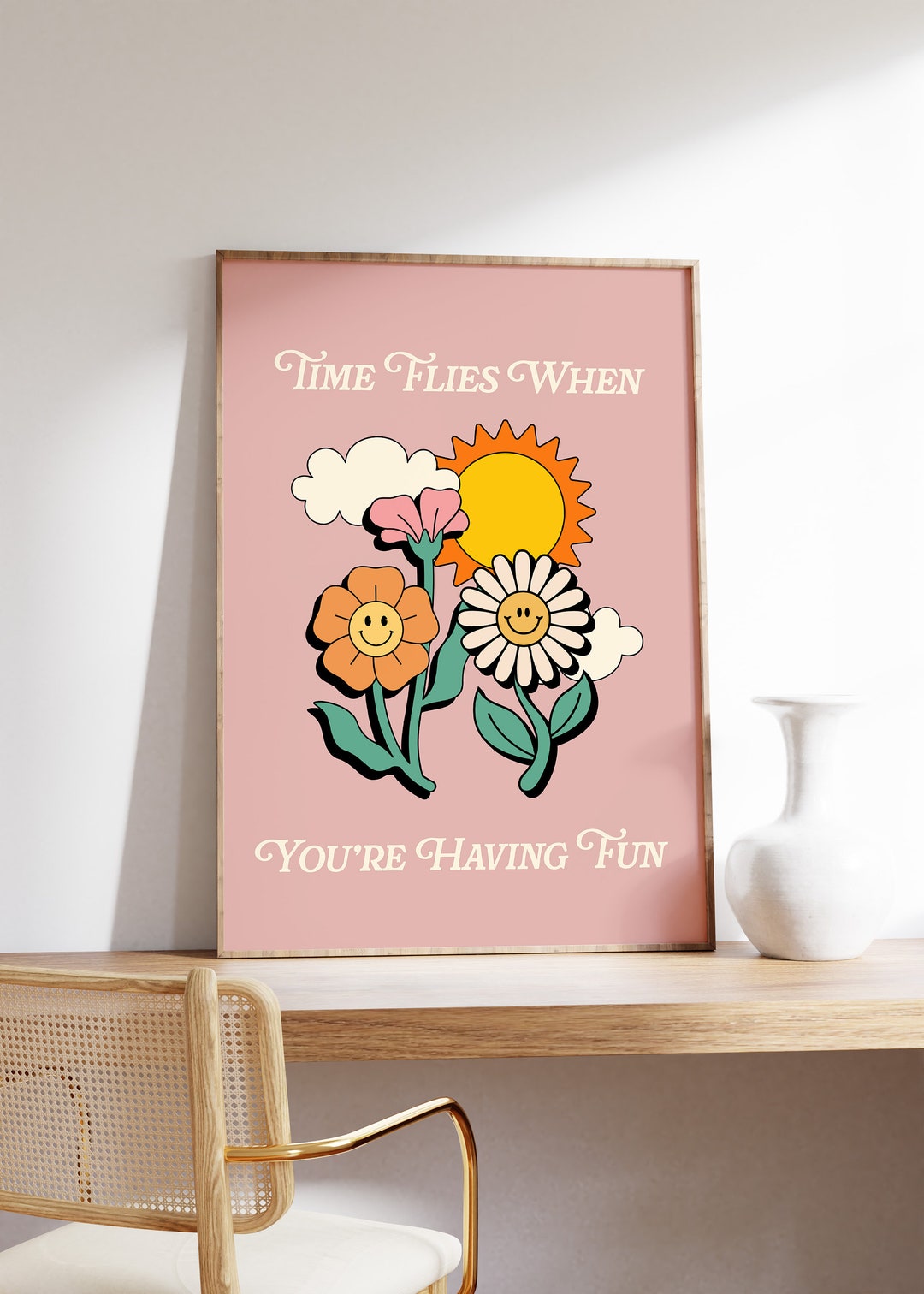 Time Flies Poster | Digital Download, Printable Wall Art, Retro Wall ...