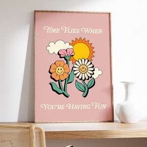 Time Flies Poster | Digital Download, Printable Wall Art, Retro Wall ...