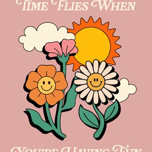 Time Flies Poster | Digital Download, Printable Wall Art, Retro Wall ...