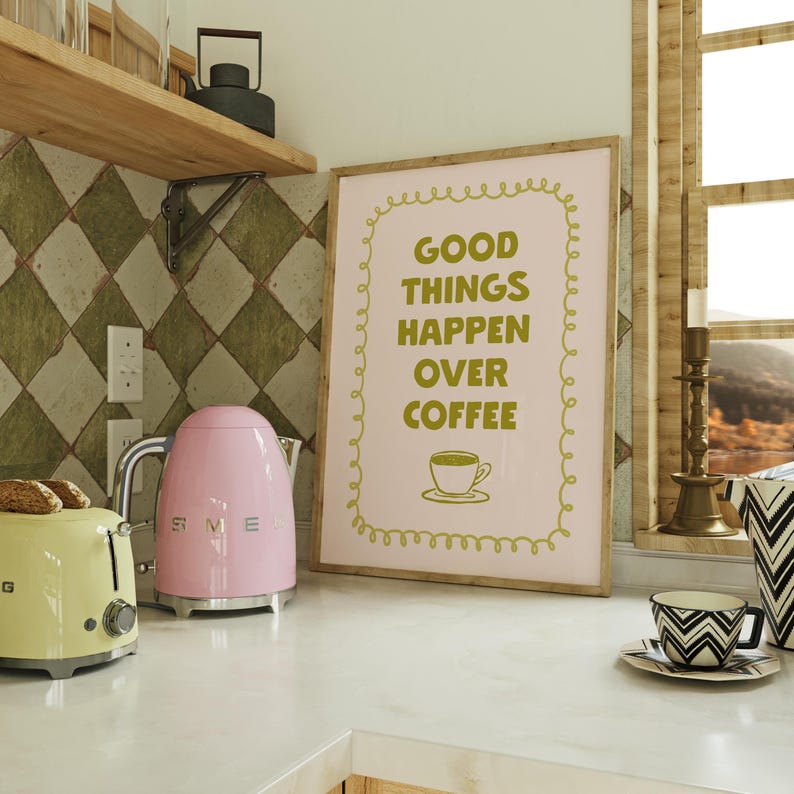 Over Coffee Poster | Digital Download, Digital Wall Art, Coffee Poster ...