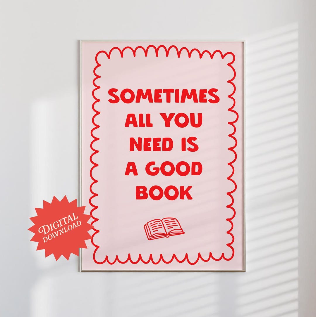 Good Book Poster | Digital Download, Digital Wall Art, Book Shelf Decor ...