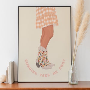 Glitter Cowgirl Boots Retro Cowboy Printable Wall Art Cow - Etsy