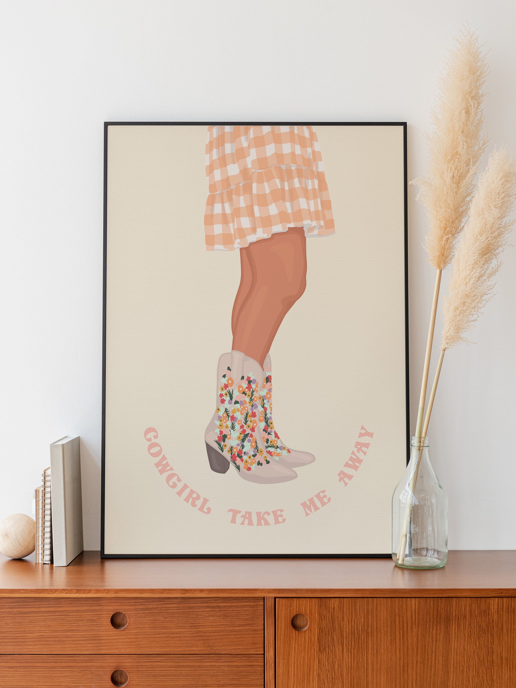Glitter Cowgirl Boots Retro Cowboy Printable Wall Art Cow - Etsy