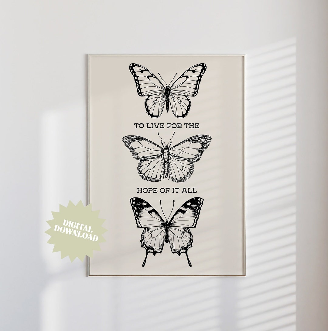 Butterfly Hope Poster | Digital Download Wall Poster, Dorm Room ...