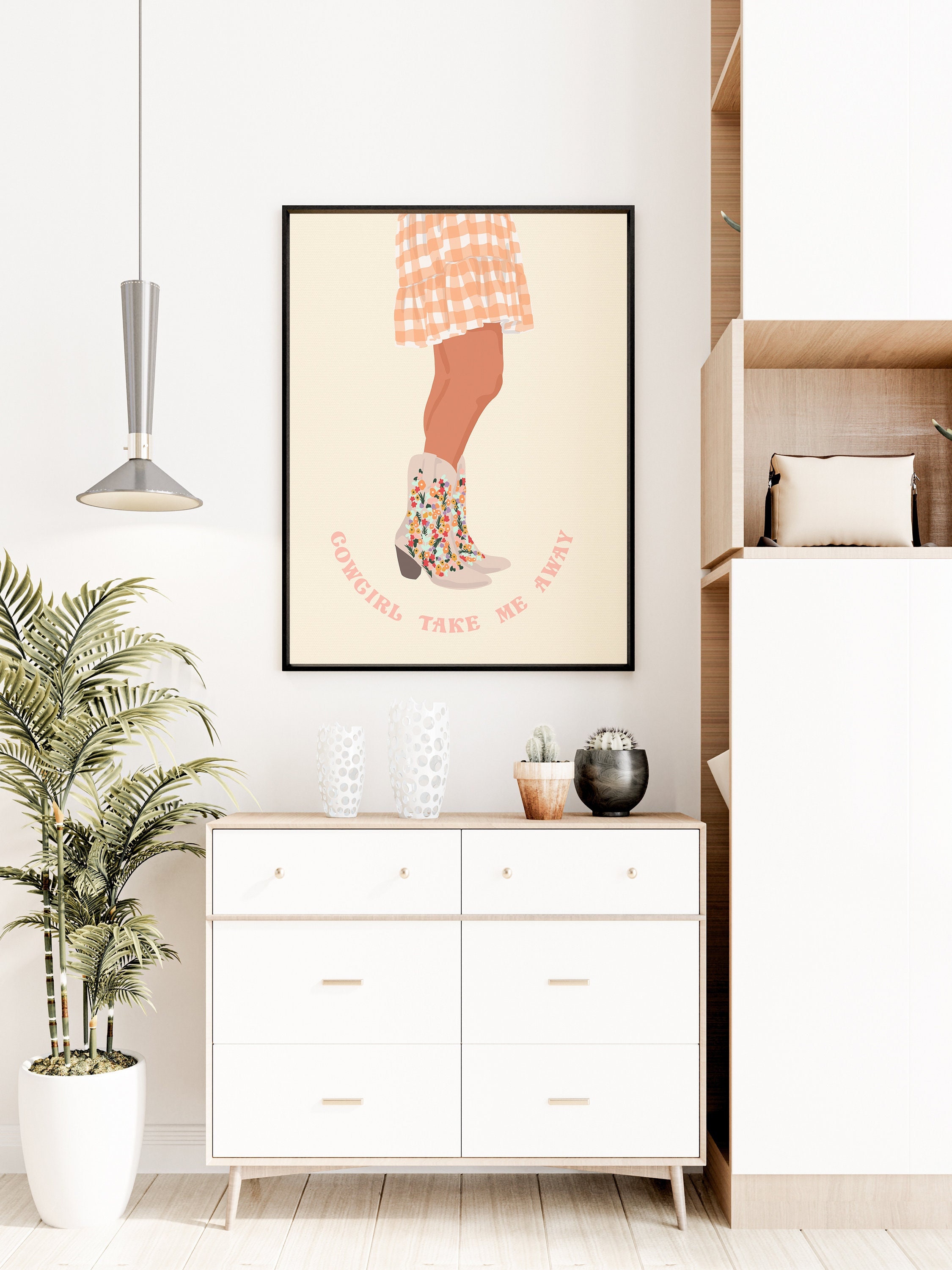 Glitter Cowgirl Boots Retro Cowboy Printable Wall Art Cow - Etsy