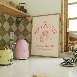 Pink Pony Social Club Poster | Digital Wall Art Download, Dopamine Wall ...