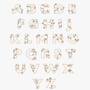 Floral Alphabet Poster Printable Wall Art ABC Poster Neutral - Etsy