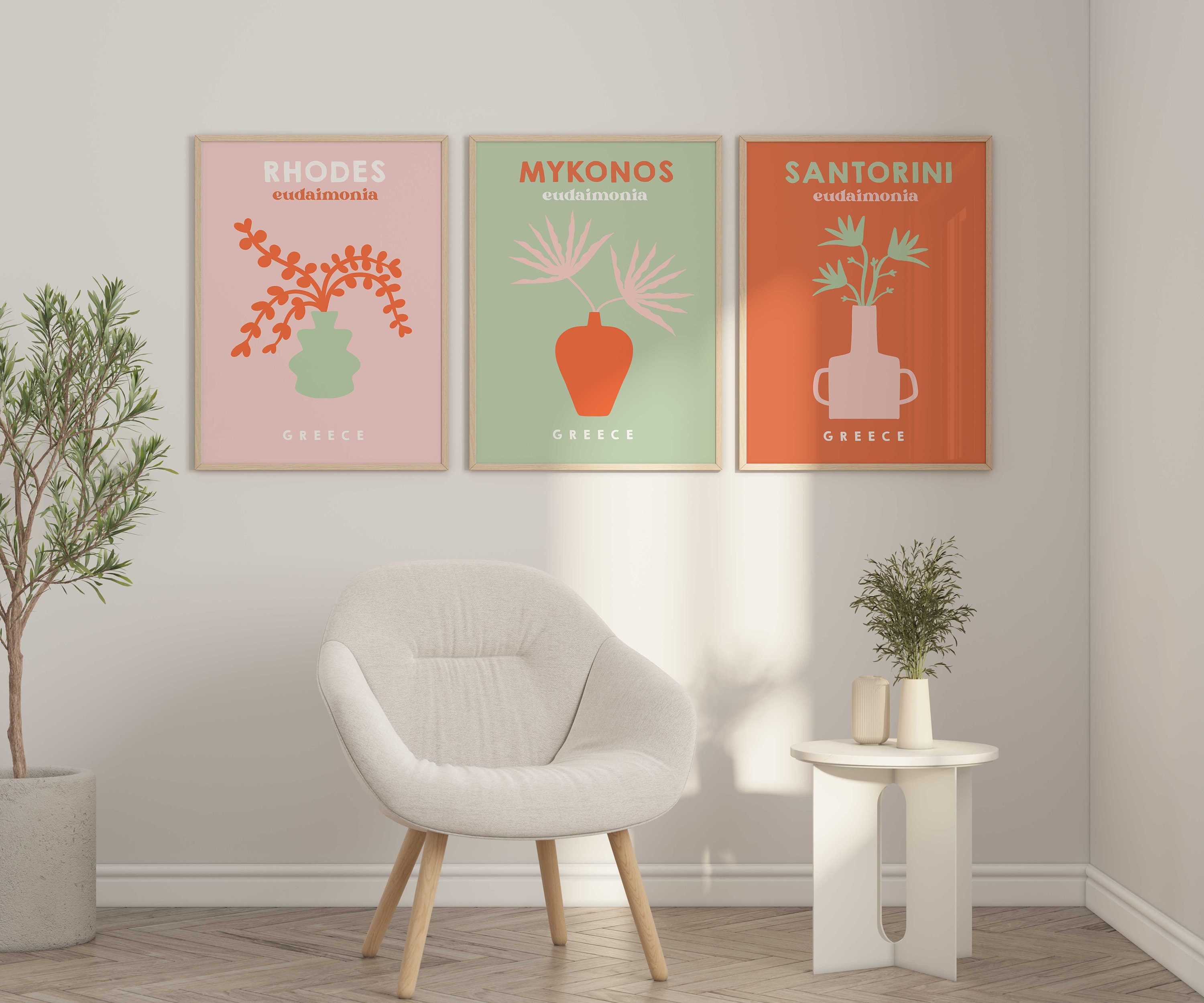 Greek Islands Gallery Wall Set | Travel Three Piece Wall Art, Boldretro ...