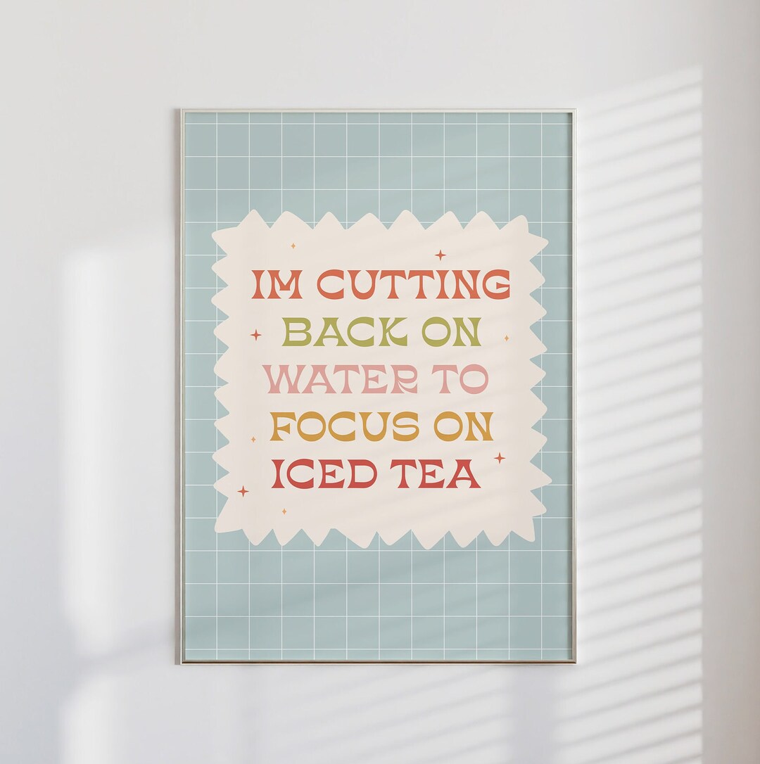 Iced Tea Print | Matte Vertical Posters, Preppy Dorm Poster, Blue Retro ...