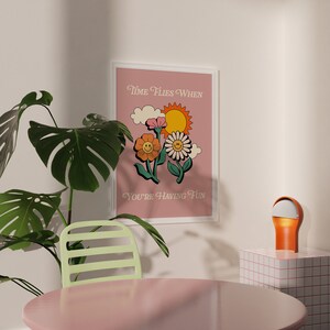 Time Flies Poster | Digital Download, Printable Wall Art, Retro Wall ...