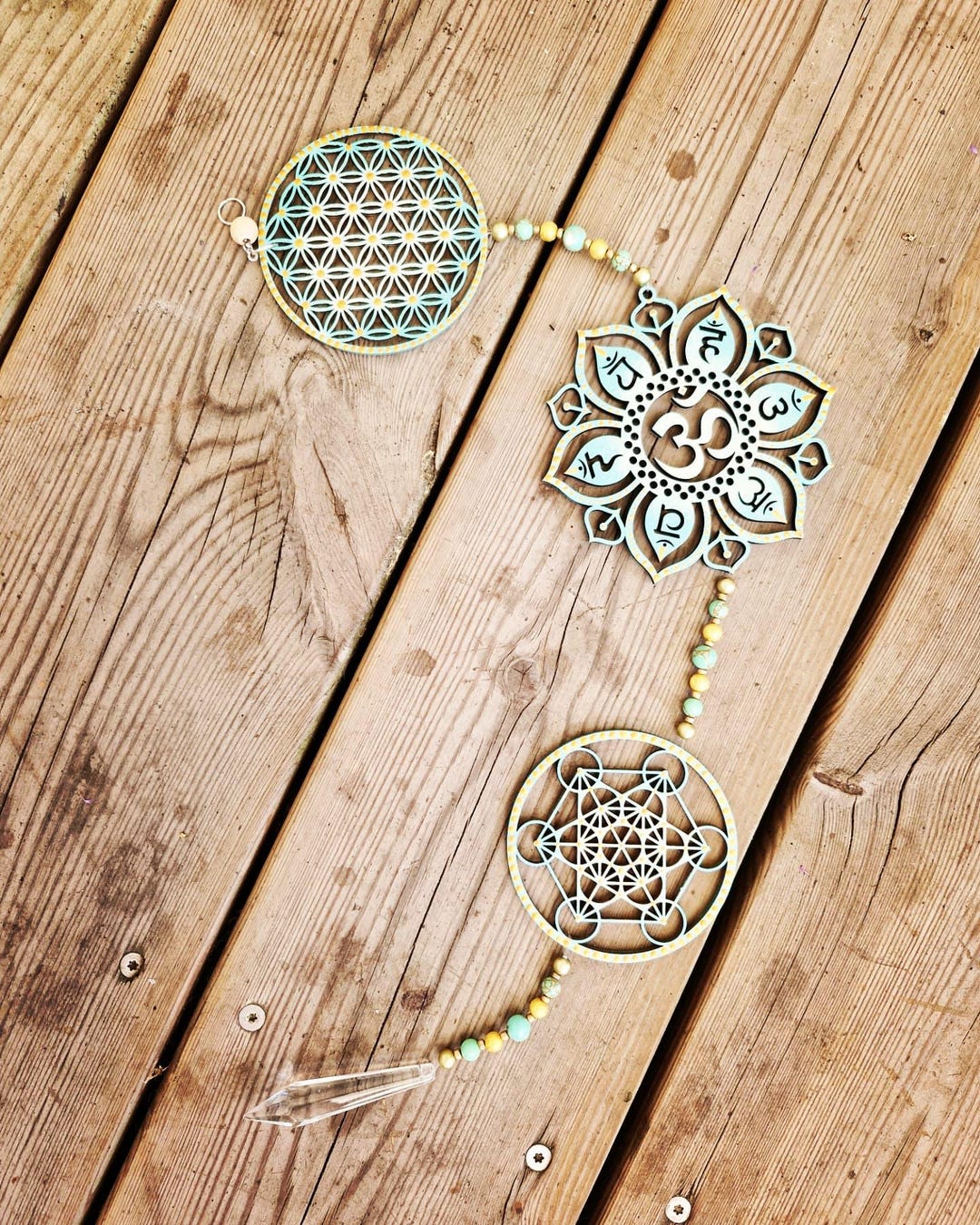 Sacred Geometries Vibrational Suspension in Wood With Its Crystal Point ...