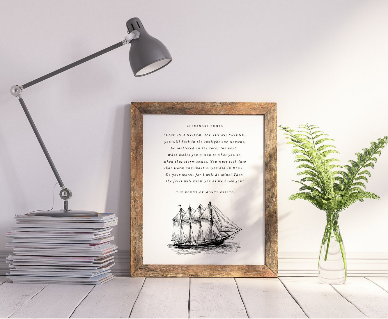 Life is a Storm, Count of Monte Cristo Quote, 5 X 7 Inches, 8 X 10 ...