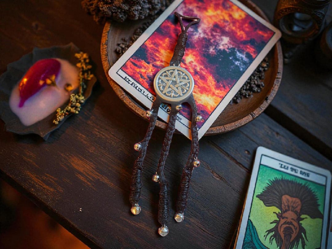 Handmade Pentagram Car Charm: Wiccan Bells, Aromatherapy Protection - Etsy