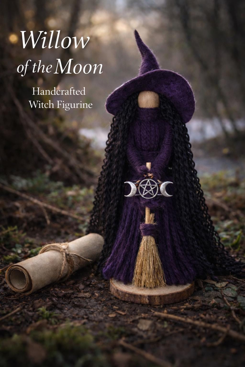 Willow of the Moon – Handcrafted Hedge Witch Figurine With Triple Moon ...