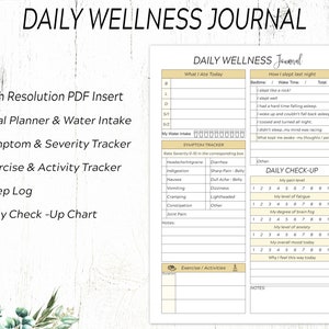 Daily Wellness Journal - Monthly Symptom Tracker - Pain Tracker ...