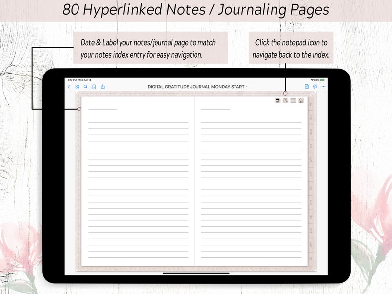 Digital Gratitude Journal With Prompts, Daily Reflection Journal for ...