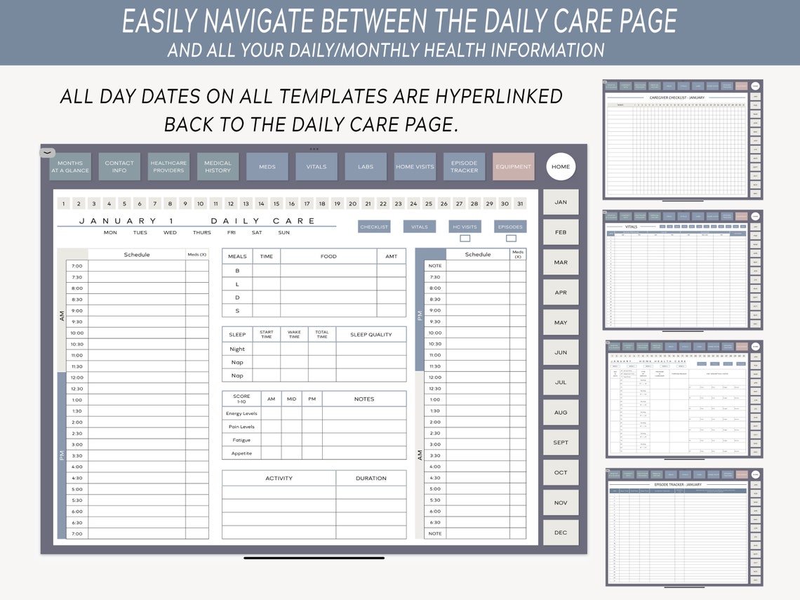 Digital Caregiver Planner / Home Health Care / Medical History - Etsy