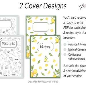 Printable Recipe Templates / DIY Recipe Book / Blank Recipe Pages ...