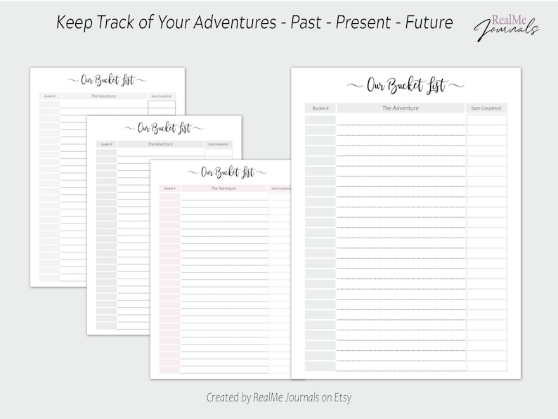 Printable Bucket List / Bucket List Templates Perfect for Friends ...