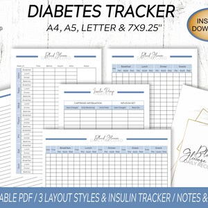 Diabetes Tracker Printable: Insulin, Blood Glucose Log (digital ...