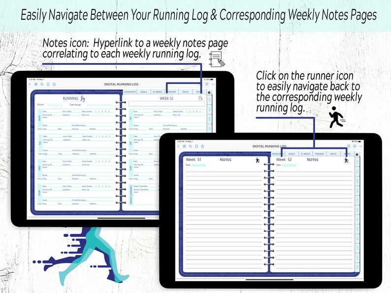 Digital Running Log: 365 Day Journal for Goodnotes & Notability (PDF ...