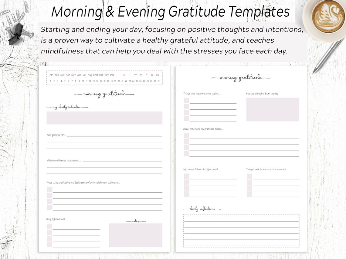 Daily Gratitude Journal / Morning Evening & Daily Gratitude Printables ...