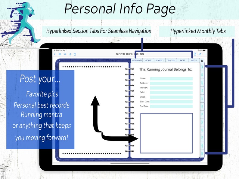 Digital Running Log / 365 Day Running Journal / Marathon Training ...