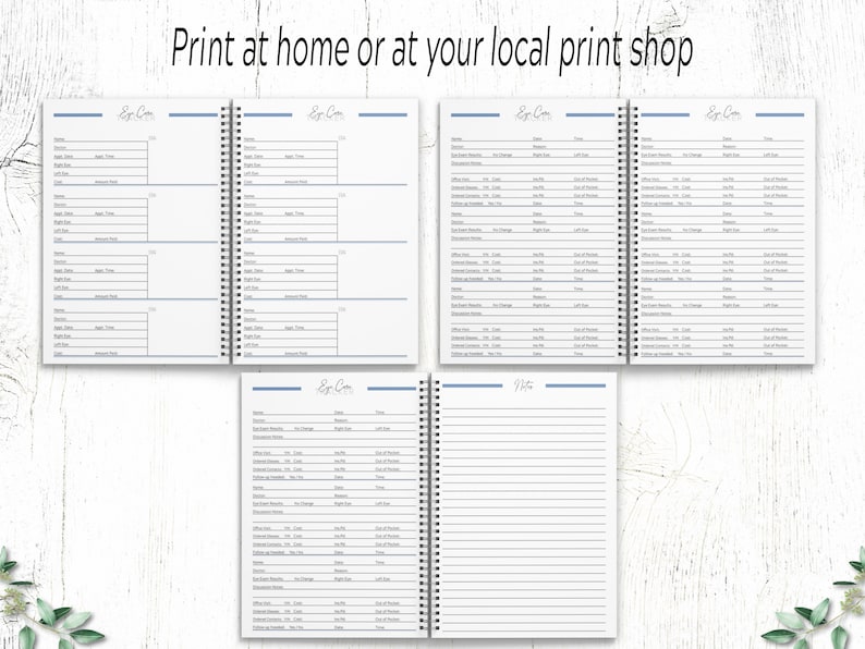 Eye Care Tracker / Vision Care Journal / Eye Glasses & Contract Lens ...