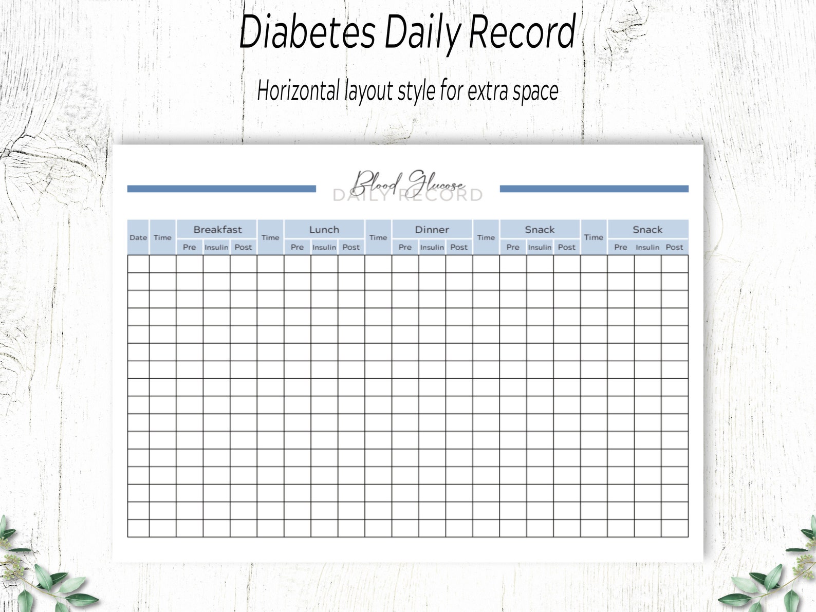 Diabetes Tracker Printable: Insulin, Blood Glucose Log (digital ...