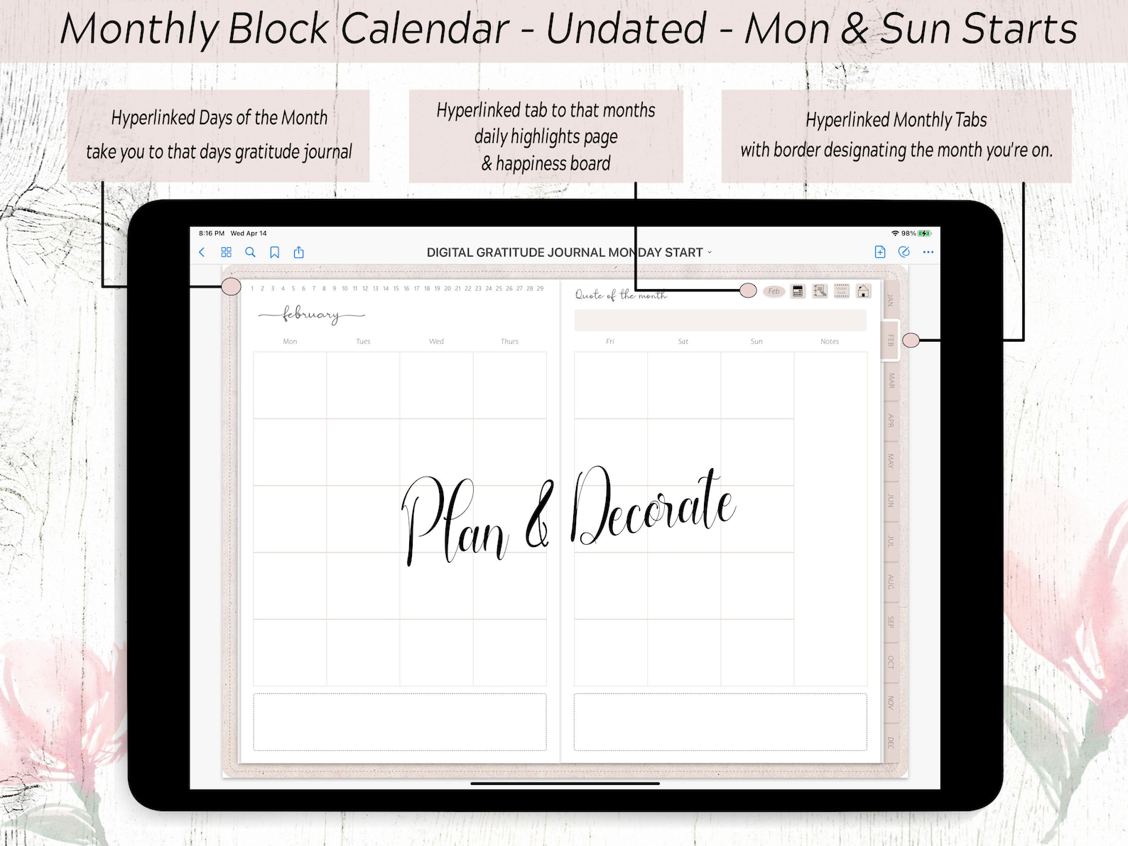 Digital Gratitude Journal With Prompts, Daily Reflection Journal for ...