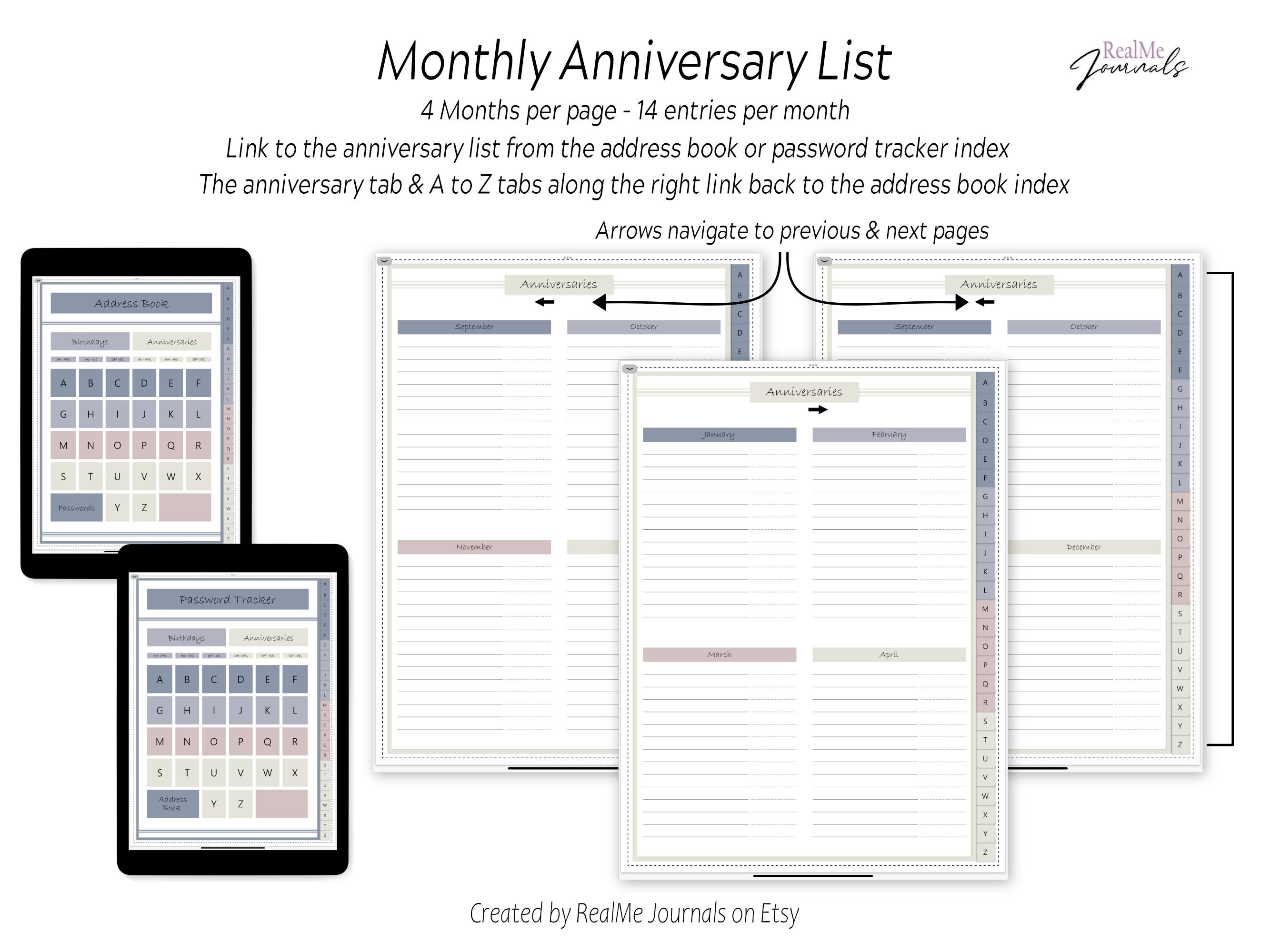 Digital Address Book With Password Tracker, Birthday and Anniversary ...