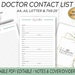 Medical Contact List Printable: Healthcare Provider Template (PDF) - Etsy