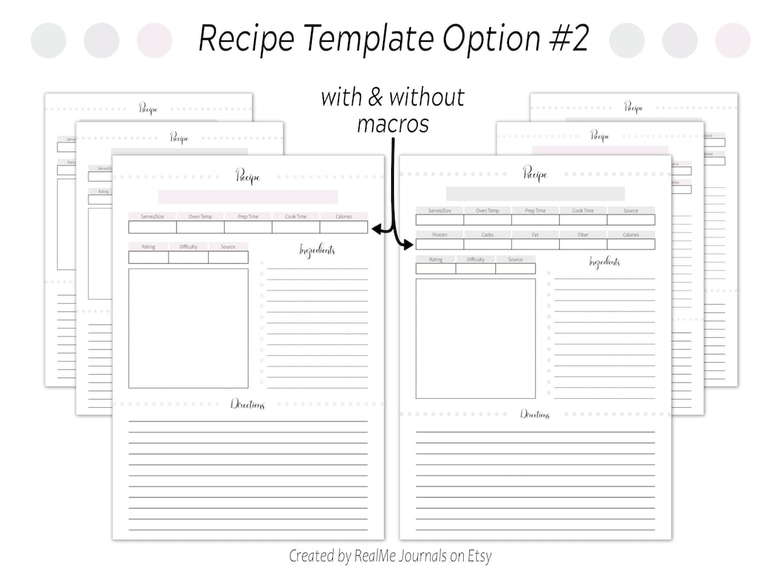 Printable Recipe Templates / DIY Recipe Book / Blank Recipe Pages ...