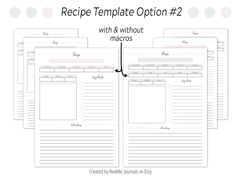 Printable Recipe Templates / DIY Recipe Book / Blank Recipe Pages ...
