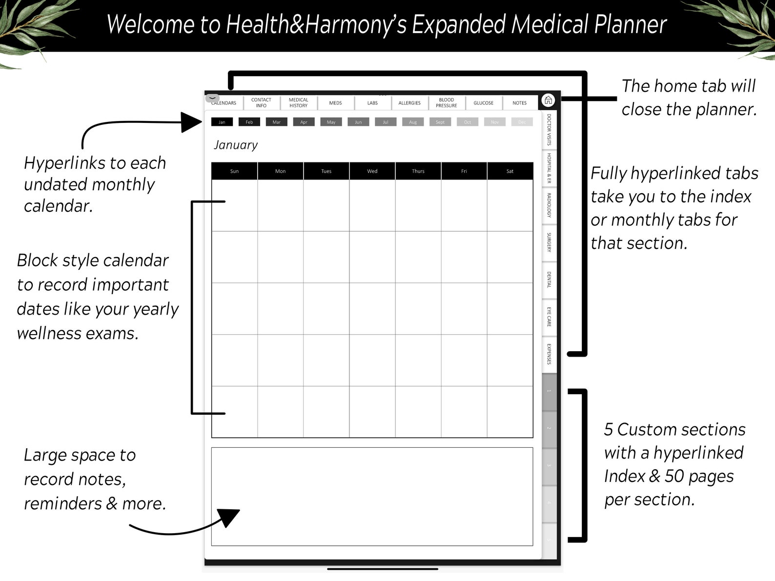 Digital Medical Planner / Digital Health Tracker With 5 - Etsy