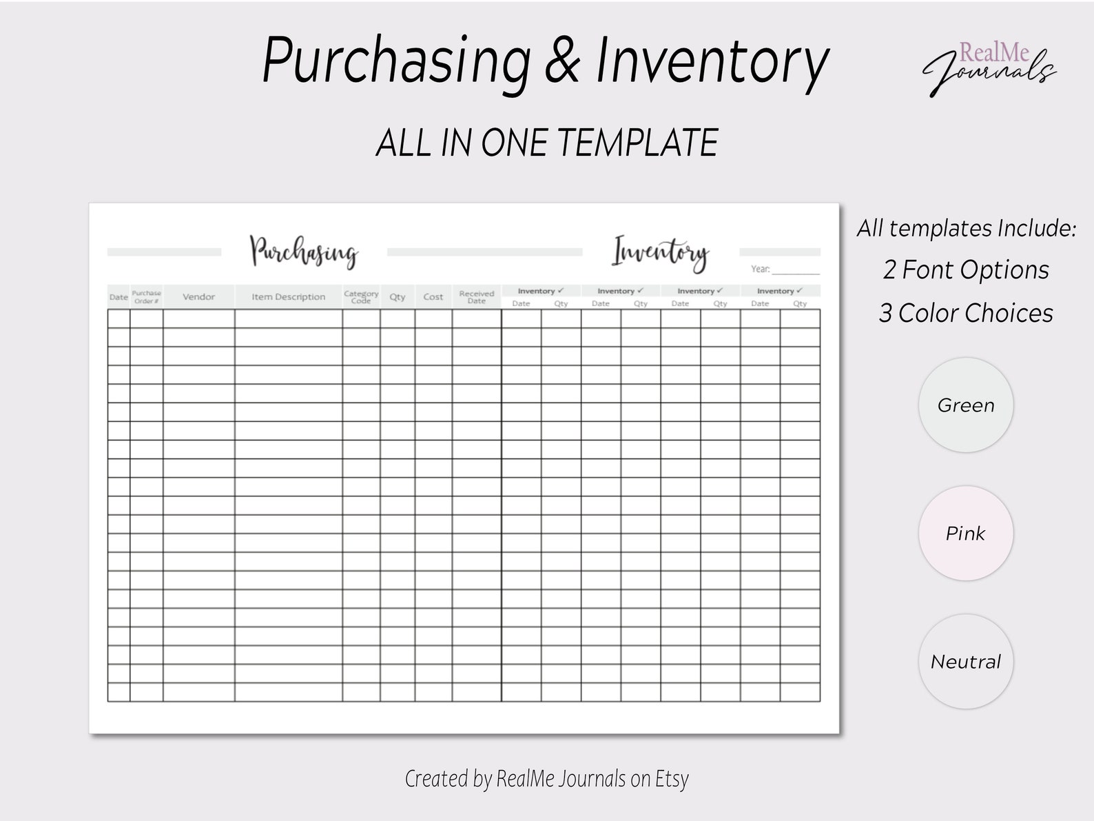 Printable Inventory Tracker: Small Business Inventory Management ...