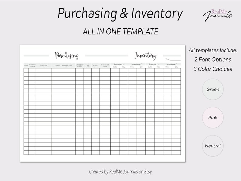 Printable Inventory Template / Inventory Management Trackers ...