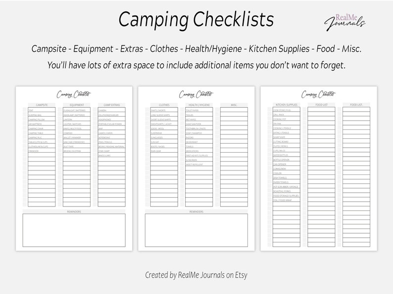 Camping Journal Printable Templates: RV Trip Planner (digital Download ...