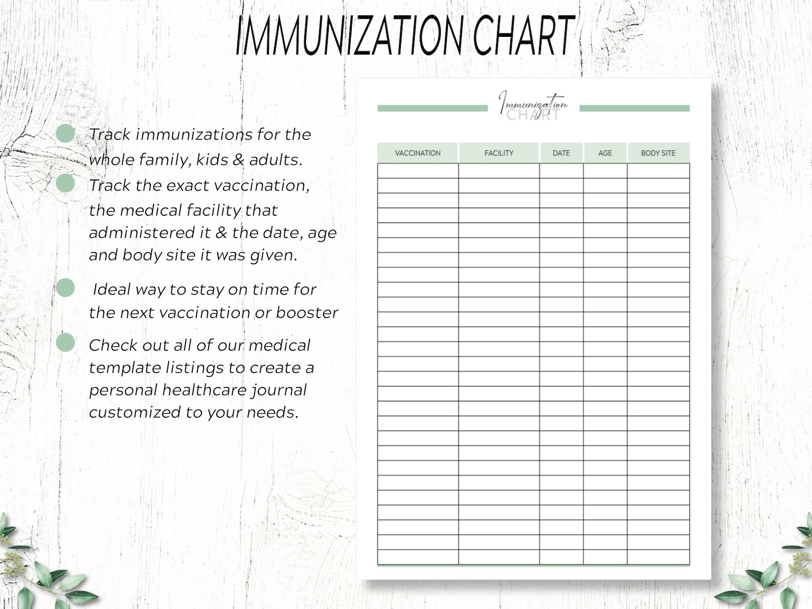 Immunization Chart Printable: Tracker, Notes, Divider (PDF Download) - Etsy