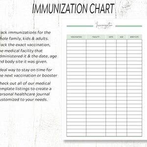 Immunization Record / Vaccination Record / Immunization Tracker With ...