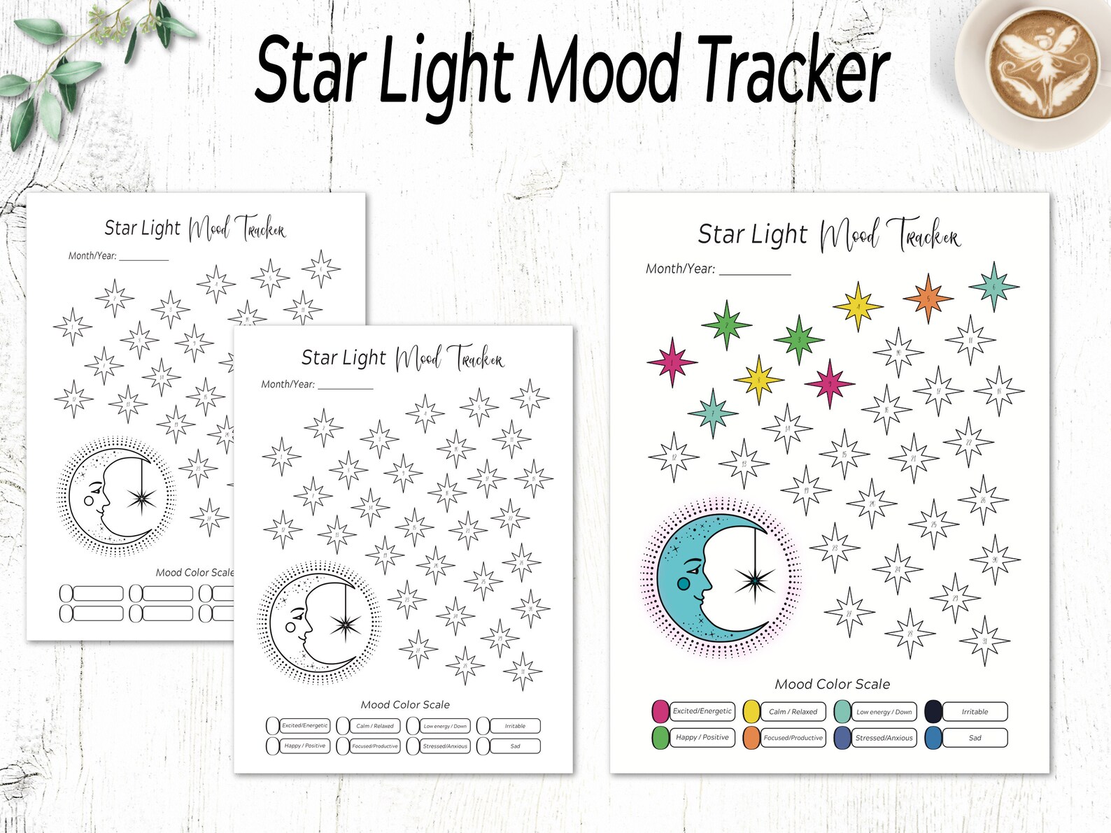 Mood Tracker Bundle / 7 Digital Mood Tracker Printable Inserts / Mood ...