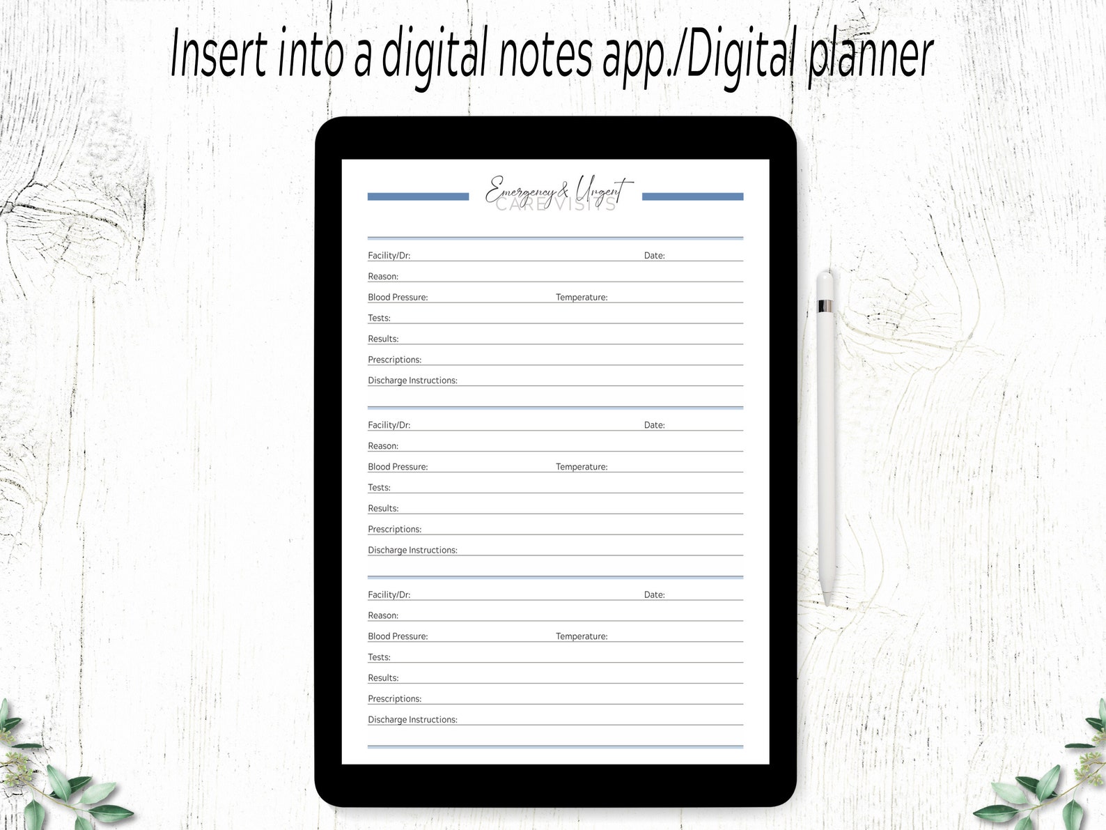 Urgent Care Notes / Printable Emergency Room & Urgent Care Visit ...