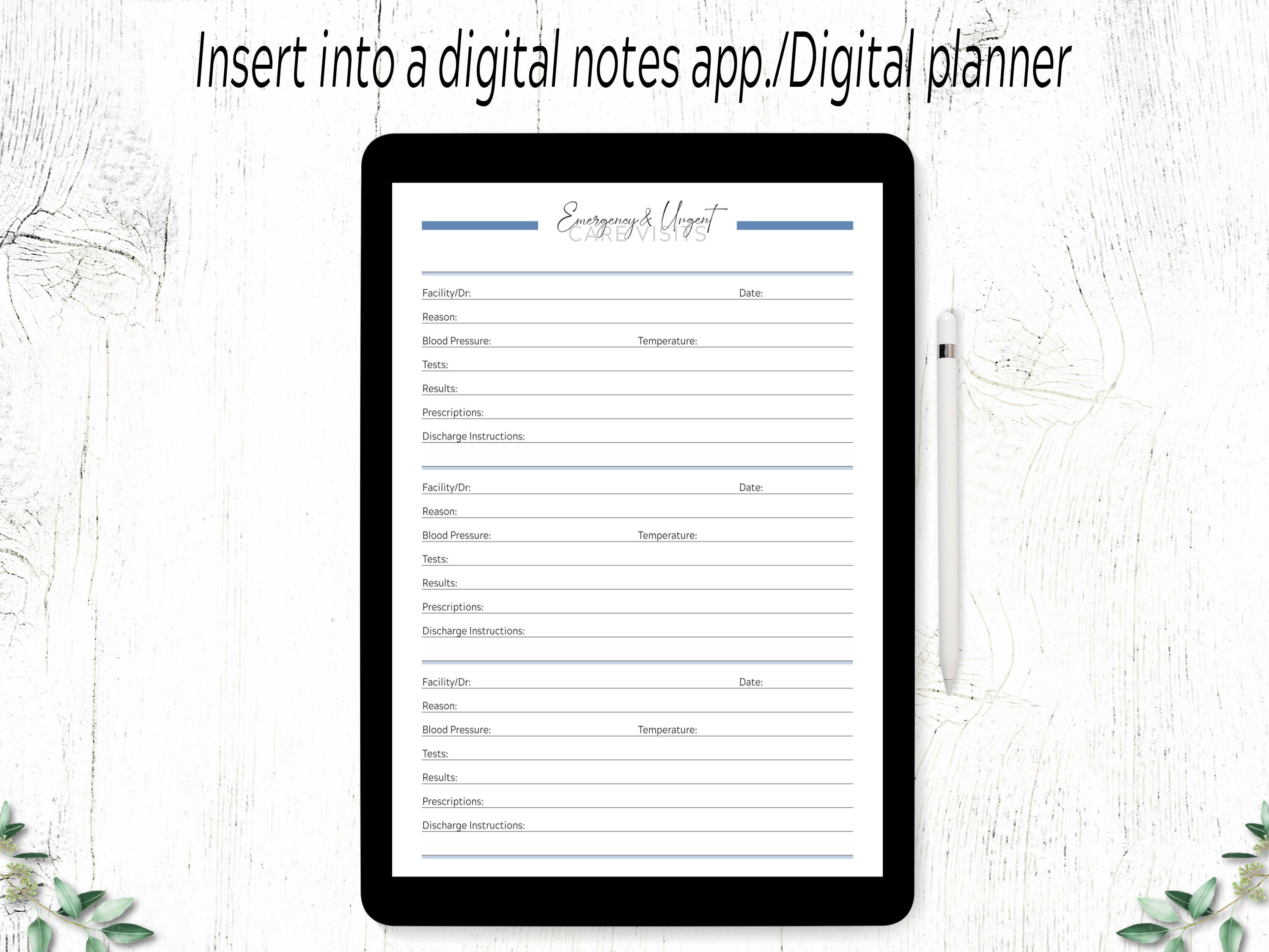 Urgent Care Notes / Printable Emergency Room & Urgent Care Visit ...