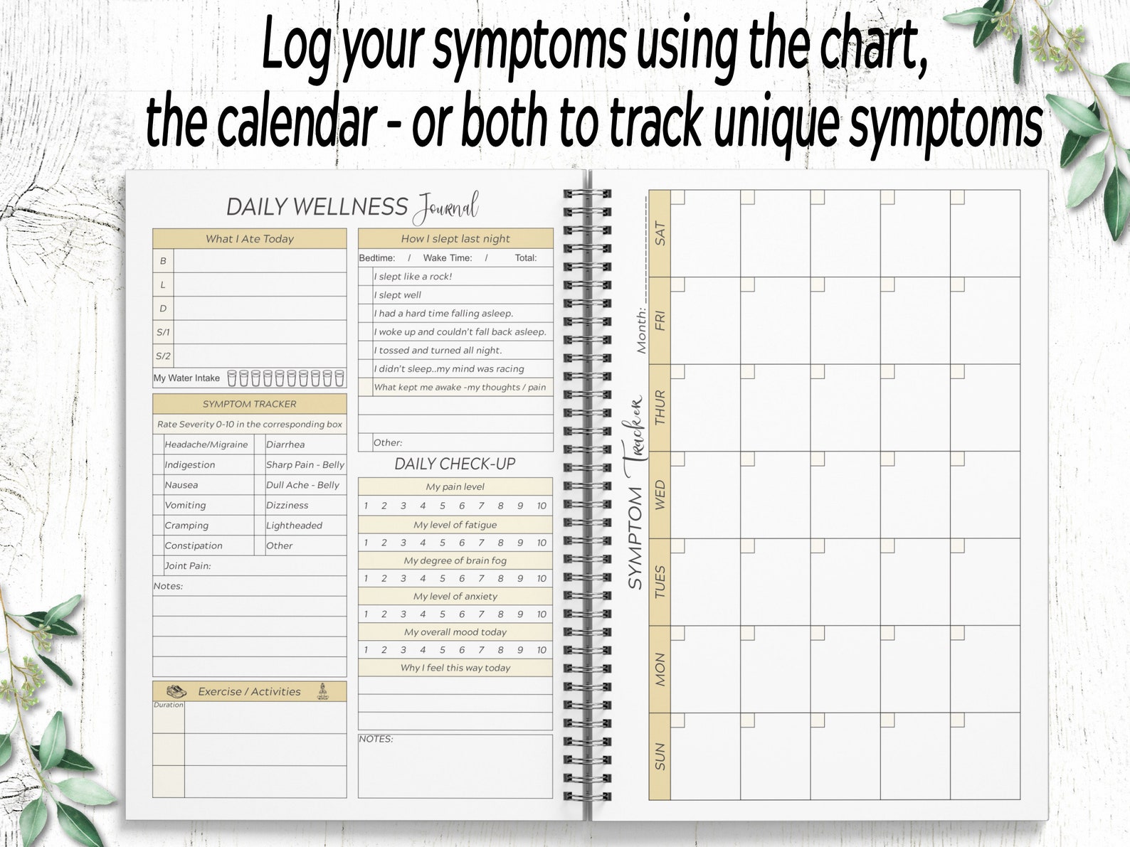 Daily Wellness Journal Monthly Symptom Tracker Pain - Etsy